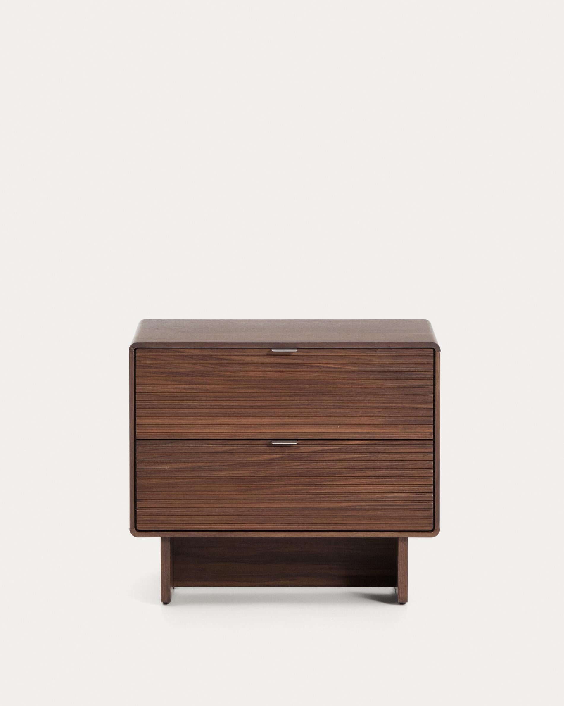 Table de nuit Norlen 2 tiroirs en placage de noyer FSC Mix Credit 60 x ...
