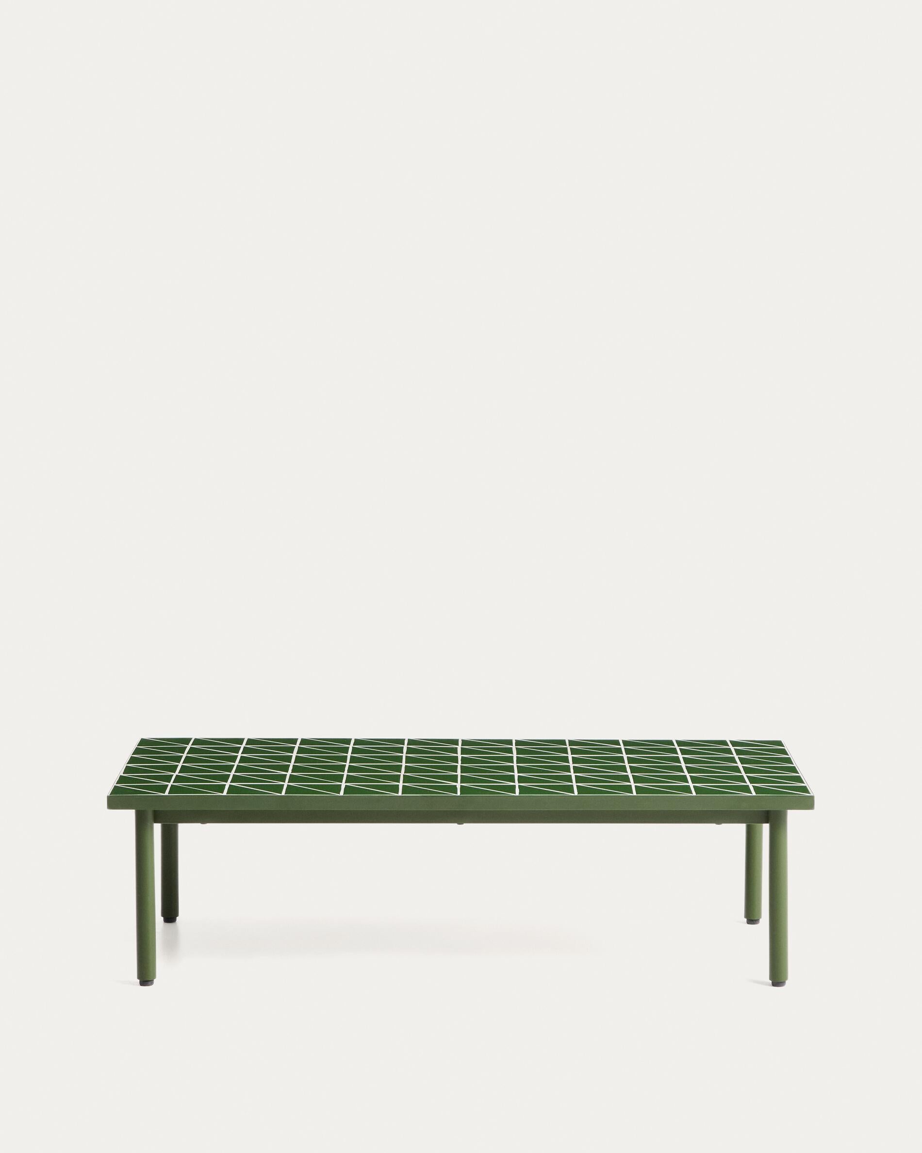 Table basse Maurina en acier galvanisé vert et céramique verte 122 x 6 ...